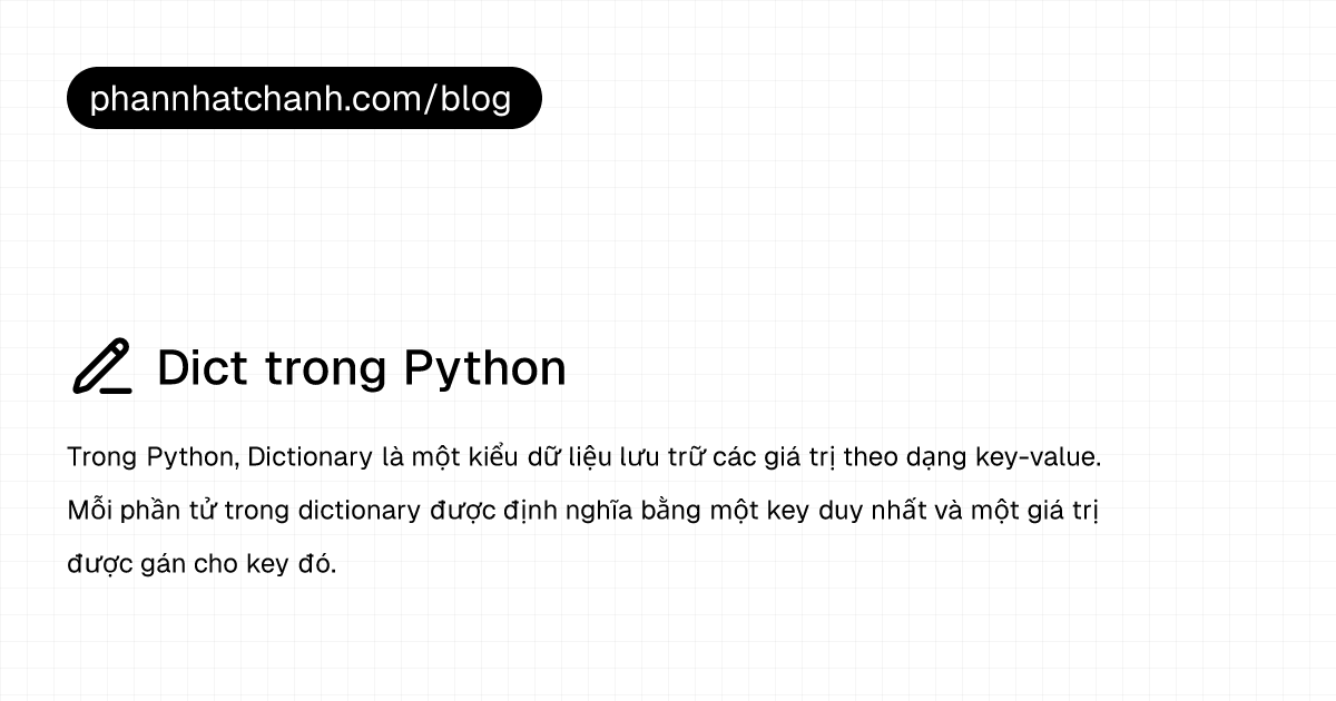 Dict Trong Python — Phan Nhật Chánh